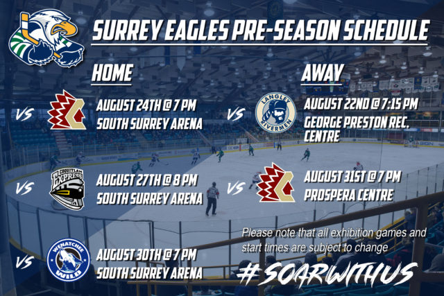 Exhibition Schedule Announced For 2019-20 | Surrey Eagles